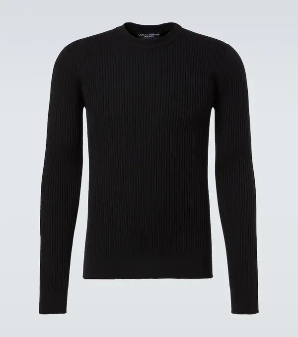 Dolce & Gabbana Virgin Wool Ribbed Top - Black