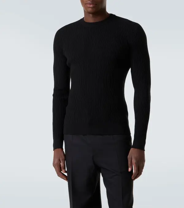 Dolce & Gabbana Virgin Wool Ribbed Top - Black