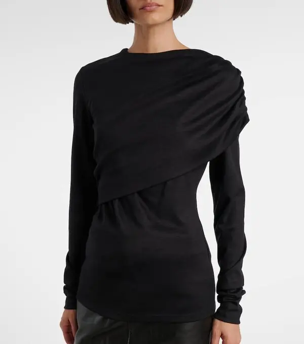 Isabel Marant Asna Draped Virgin Wool Top