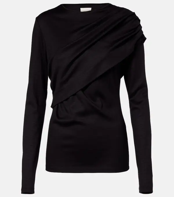 Isabel Marant Étoile Asna Draped Virgin Wool Top - Black