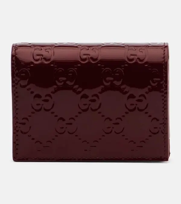 Gucci Gg Emblem Patent Leather Wallet - Burgundy