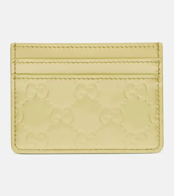 Gucci Gg Emblem Leather Card Holder - Green