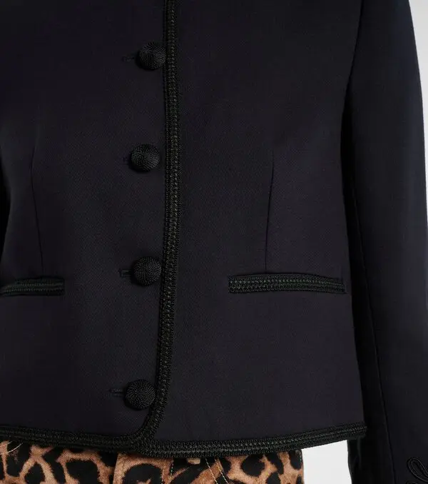 Veronica Beard Latrell Cropped Embroidered Jacket - Blue