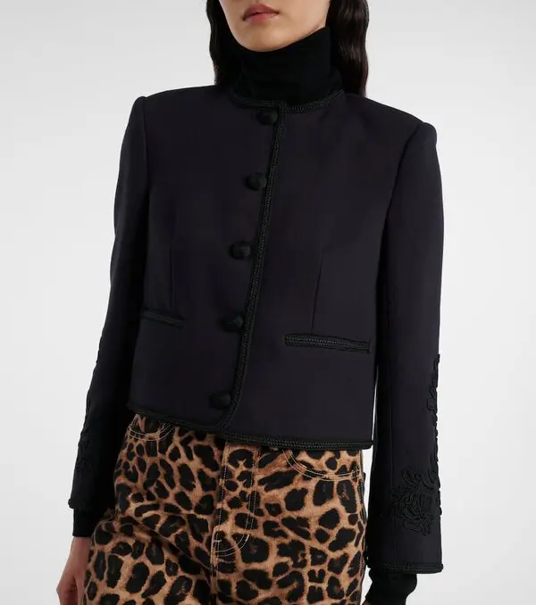 Veronica Beard Latrell Cropped Embroidered Jacket