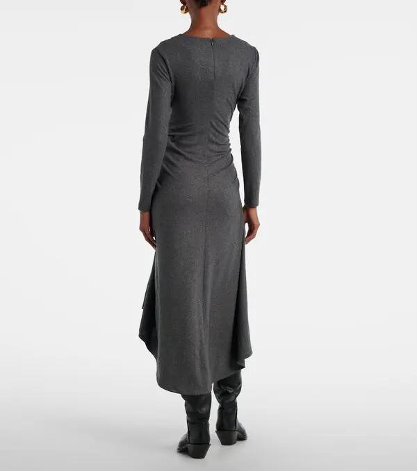 Veronica Beard Theodora Ruched Wool-blend Midi Dress - Grey