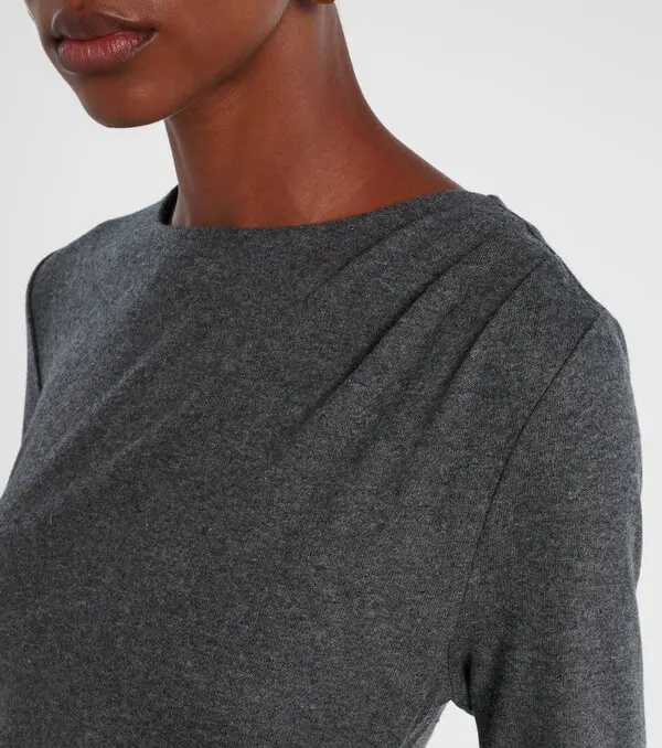 Veronica Beard Theodora Ruched Wool-blend Midi Dress - Grey