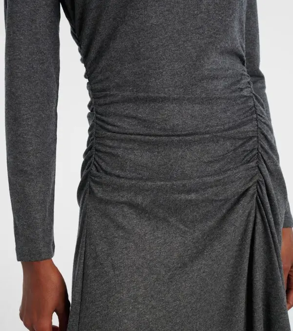 Veronica Beard Theodora Ruched Wool-blend Midi Dress - Grey