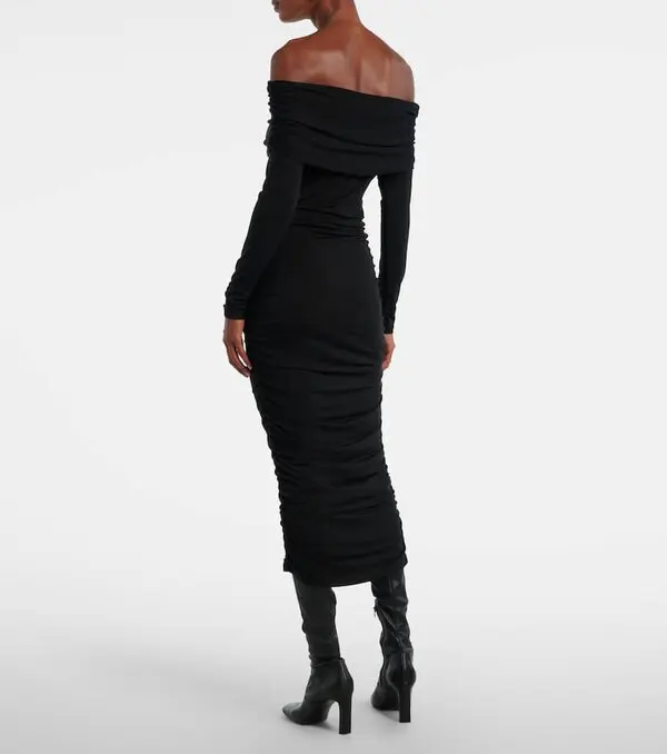 Veronica Beard Tinette Ruched Off-shoulder Midi Dress