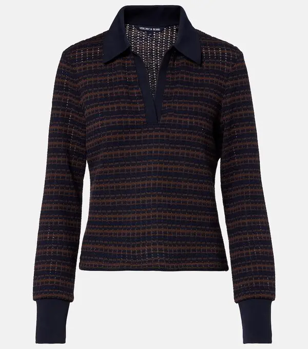 Veronica Beard Kamal Striped Polo Sweater