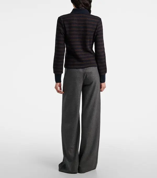 Veronica Beard Kamal Striped Polo Sweater