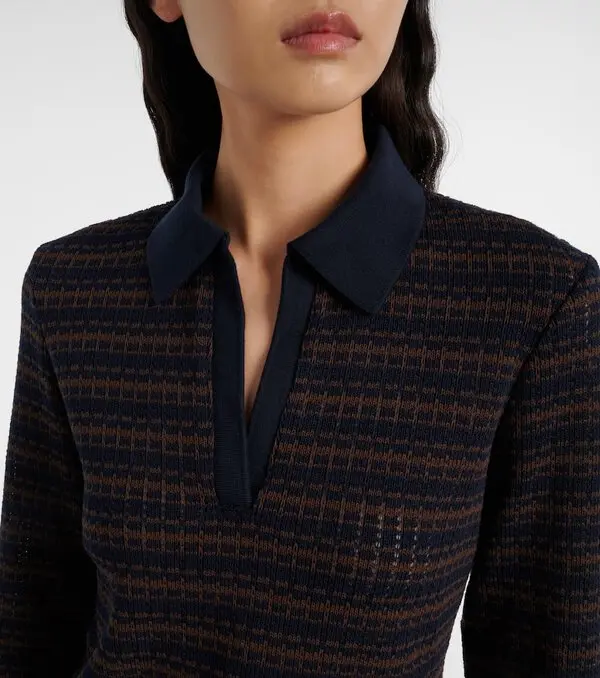 Veronica Beard Kamal Striped Polo Sweater