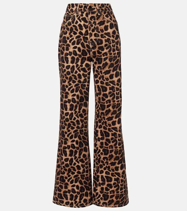 Veronica Beard Leopard Print Wide-leg Pants