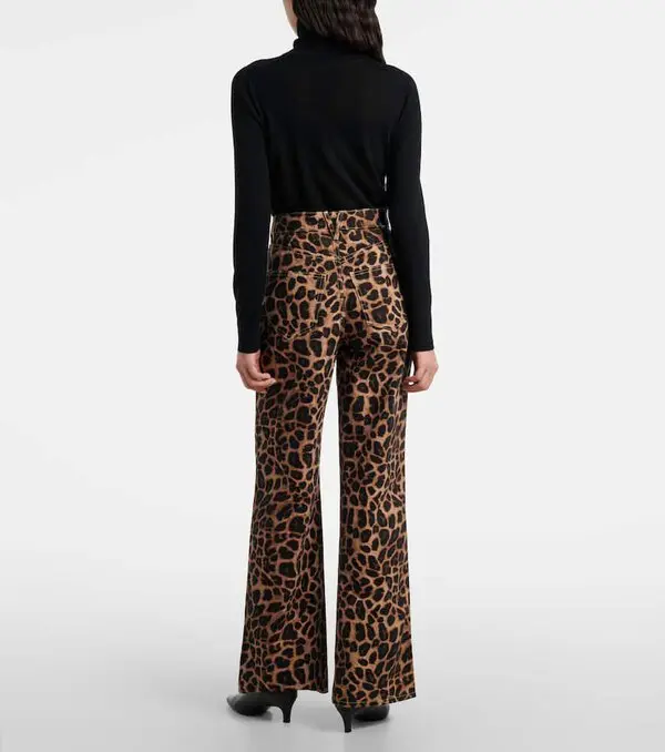 Veronica Beard Leopard Print Wide-leg Pants