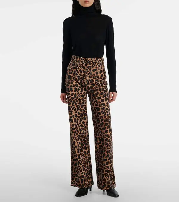 Veronica Beard Leopard Print Wide-leg Pants