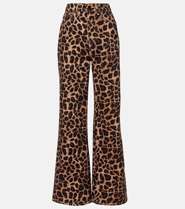 Veronica Beard Leopard Print Wide-leg Pants - Beige