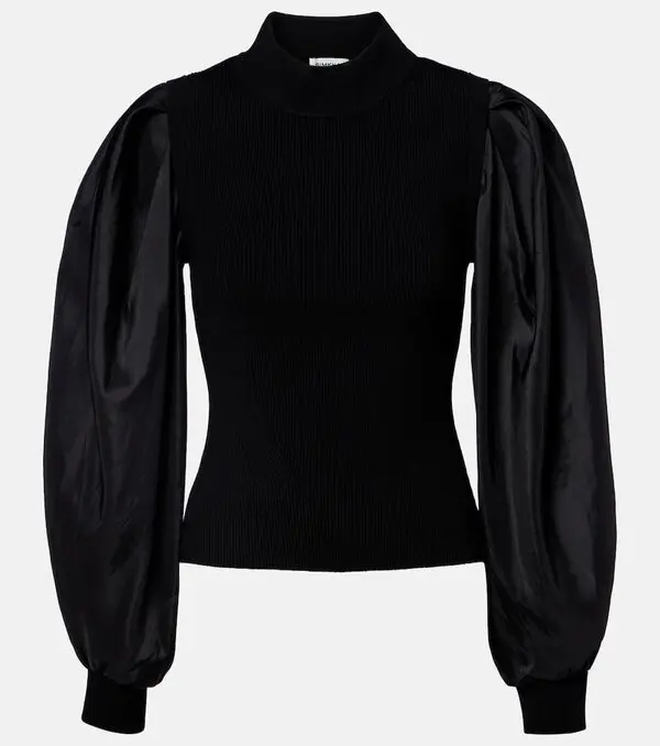 Simkhai Jackie Taffeta-trimmed Knitted Top