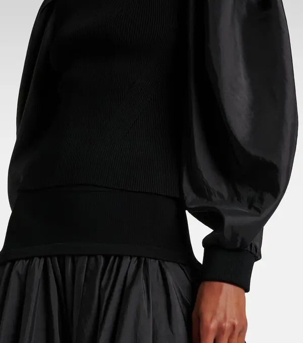 Simkhai Jackie Taffeta-trimmed Knitted Top