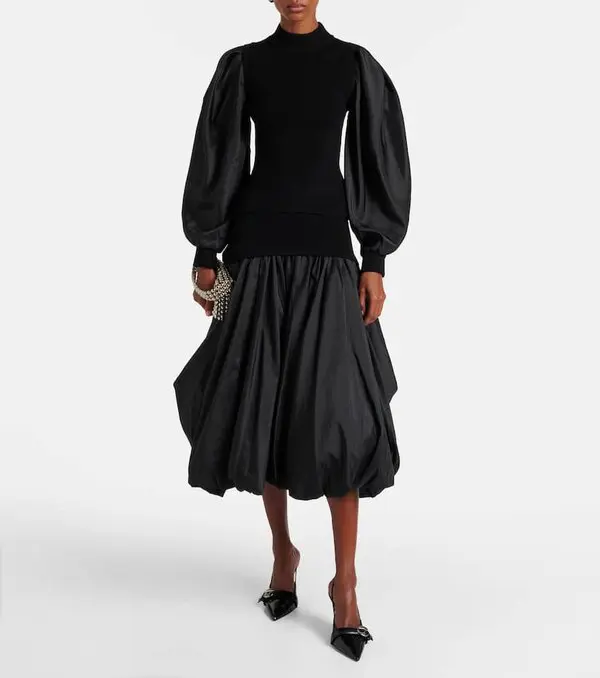 Simkhai Corinn Bubble Midi Skirt - Black