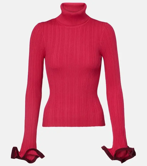 Simkhai Lola Ruffled Turtleneck Sweater - Pink