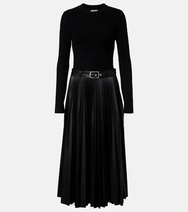 Simkhai Abilene Knitted Pleated Midi Dress - Black