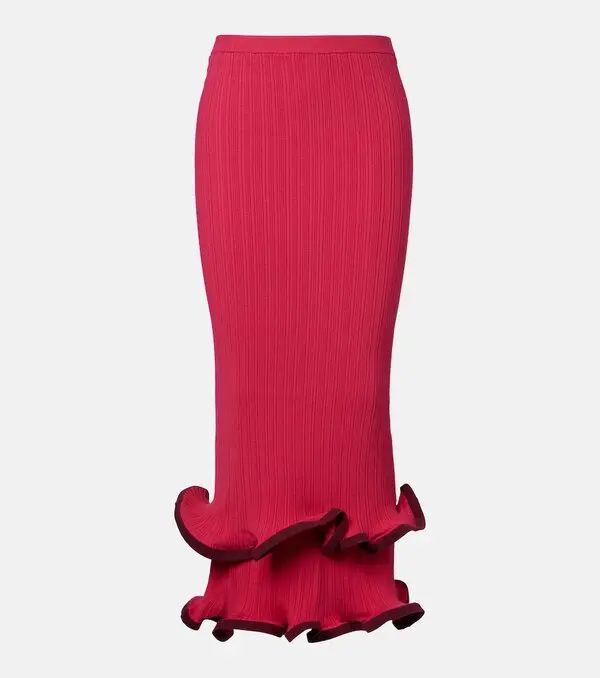 Simkhai Millie Ruffled Midi Skirt - Pink