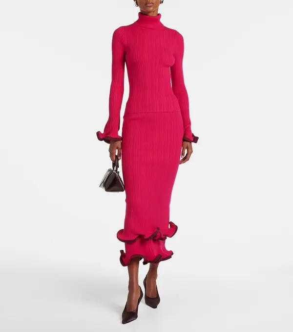 Simkhai Millie Ruffled Midi Skirt - Pink