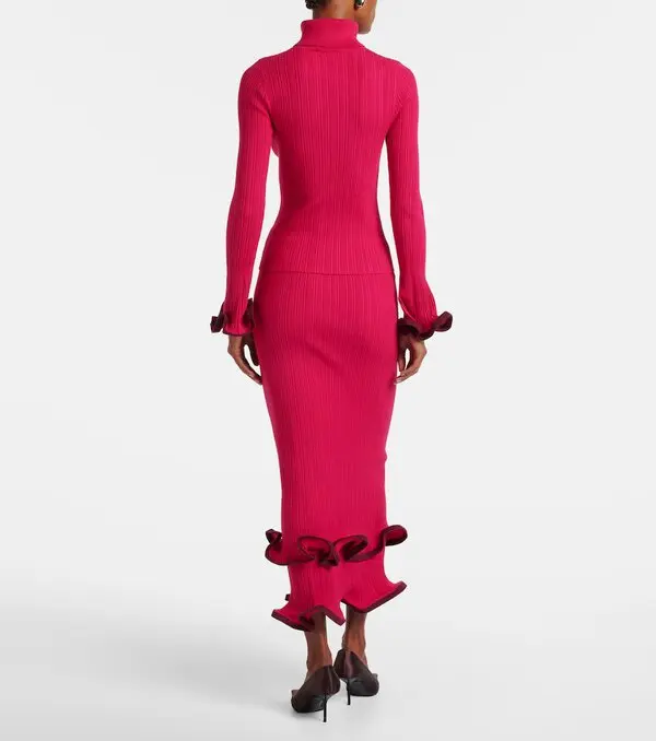Simkhai Millie Ruffled Midi Skirt - Pink