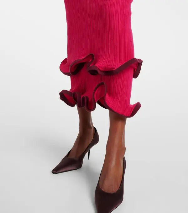 Simkhai Millie Ruffled Midi Skirt - Pink