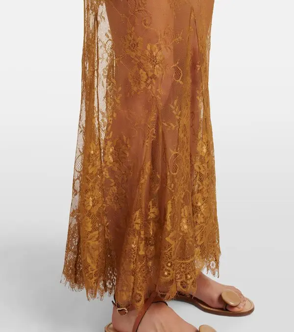 JACQUES WEI Silk-trimmed Lace Maxi Dress