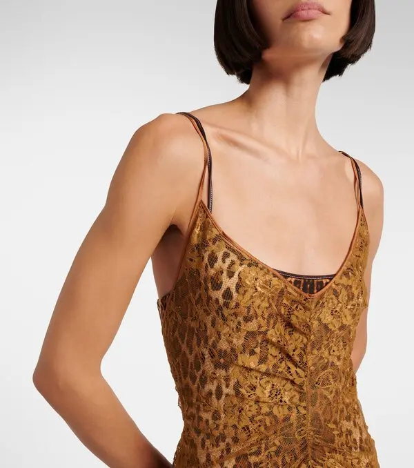 JACQUES WEI Silk-trimmed Lace Maxi Dress