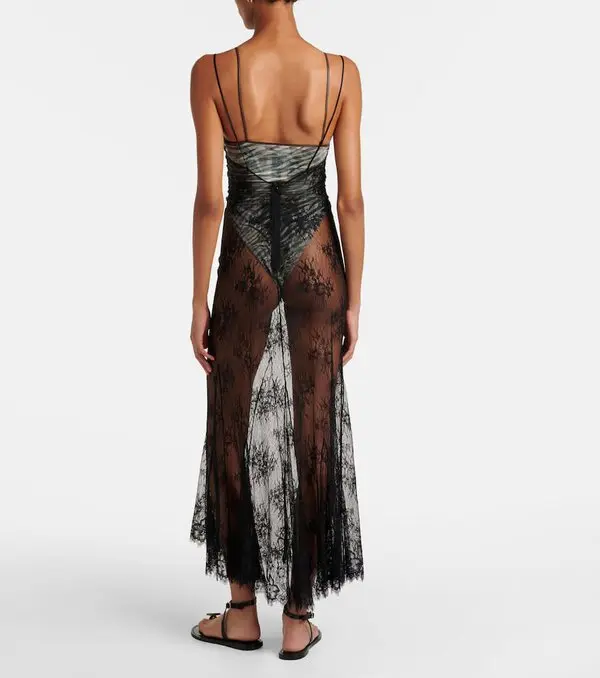 JACQUES WEI Jersey Bodysuit And Silk Maxi Dress Set