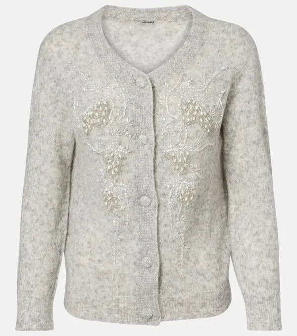 JACQUES WEI Beaded Alpaca And Wool-blend Cardigan