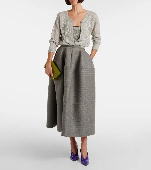 JACQUES WEI Beaded Alpaca And Wool-blend Cardigan
