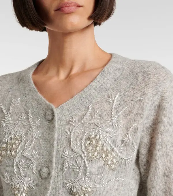 JACQUES WEI Beaded Alpaca And Wool-blend Cardigan