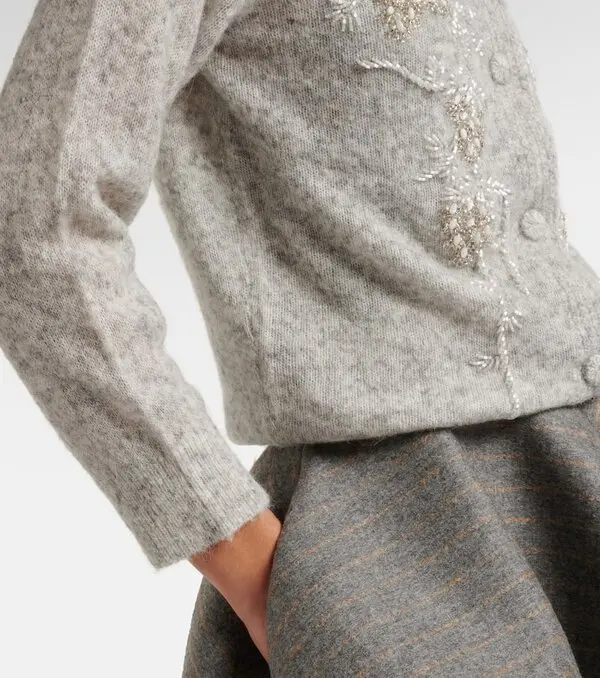 JACQUES WEI Beaded Alpaca And Wool-blend Cardigan