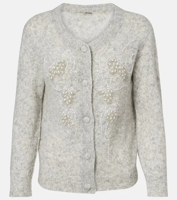 JACQUES WEI Beaded Alpaca And Wool-blend Cardigan - Grey