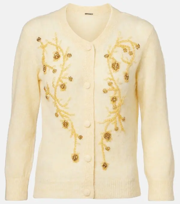 JACQUES WEI Beaded Alpaca And Wool-blend Cardigan