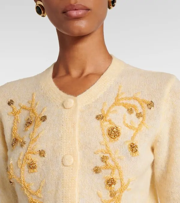 JACQUES WEI Beaded Alpaca And Wool-blend Cardigan