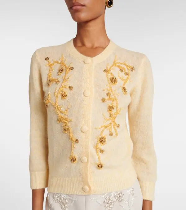 JACQUES WEI Beaded Alpaca And Wool-blend Cardigan