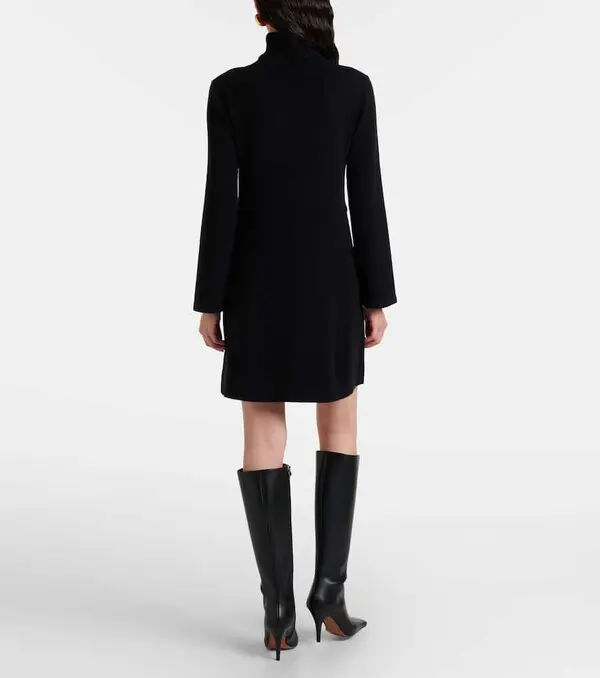 Rixo Elliet Wool And Cashmere Turtleneck Mini Dress - Black