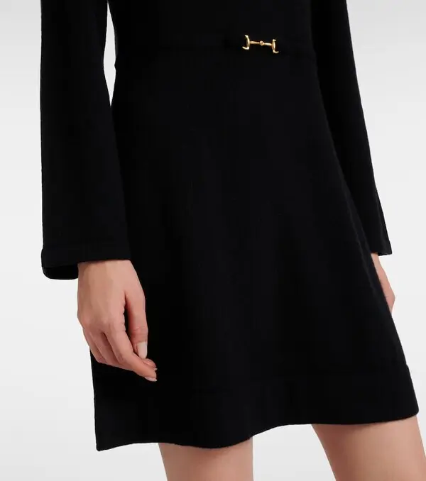 Rixo Elliet Wool And Cashmere Turtleneck Mini Dress - Black