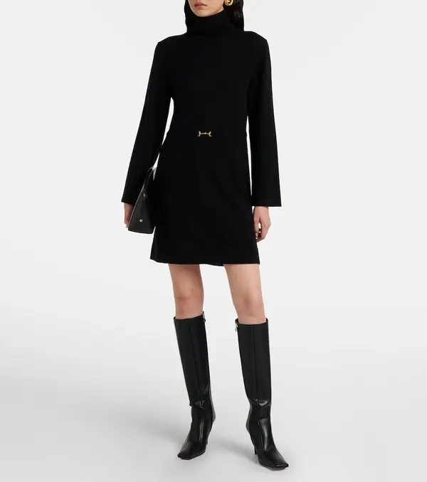 Rixo Elliet Wool And Cashmere Turtleneck Mini Dress