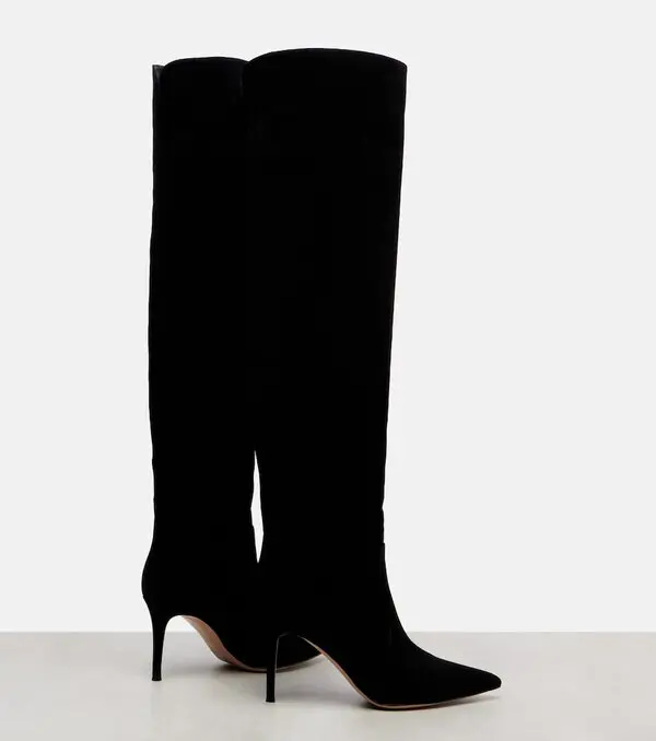 GIANVITO ROSSI Hansen 85 Suede Knee-high Boots - Black