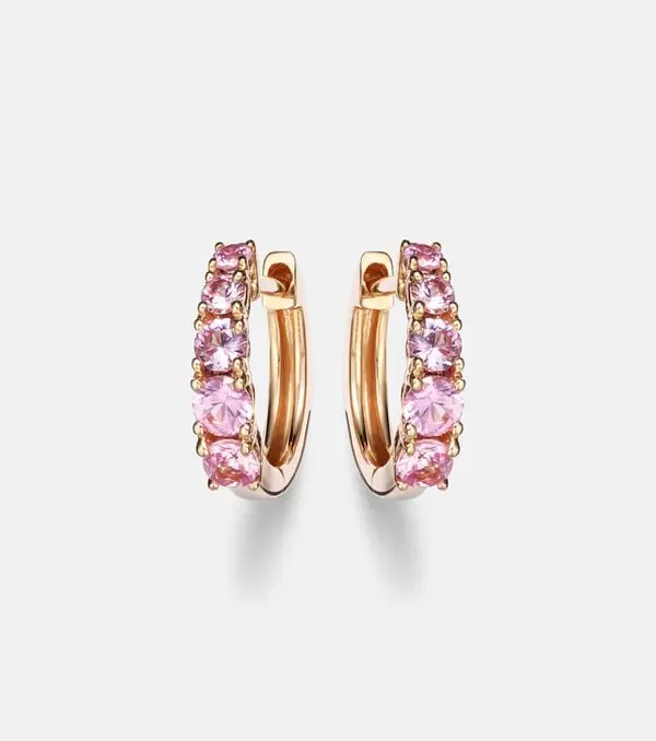 ANITA KO 18kt Rose Gold Huggie Earrings With Sapphires - Pink