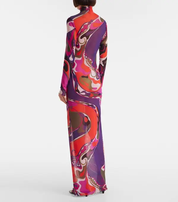 Emilio Pucci Orchidee Mesh Maxi Dress - Multicoloured