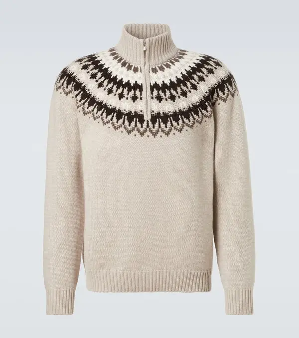 Arch4 Mr. Saint Gervais Cashmere Half-zip Sweater - Beige