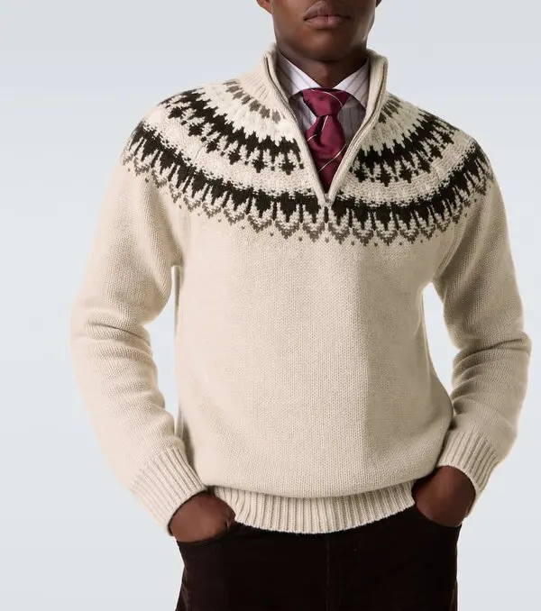 Arch4 Mr. Saint Gervais Cashmere Half-zip Sweater - Beige