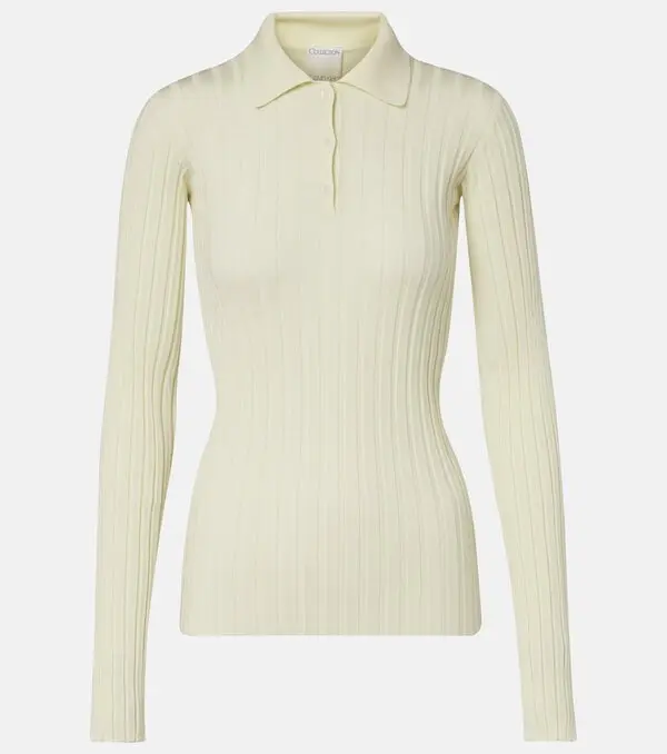 Calvin Klein Amber Wool Polo Sweater - Yellow