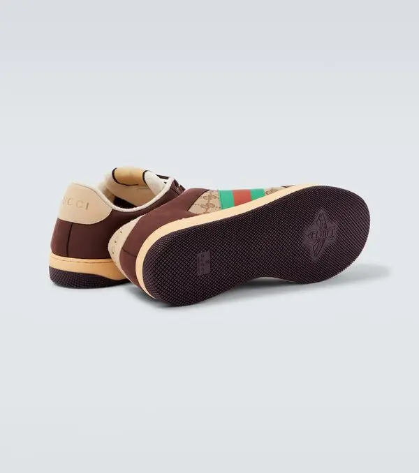 Gucci Screener Gg Canvas And Suede Sneakers - Brown