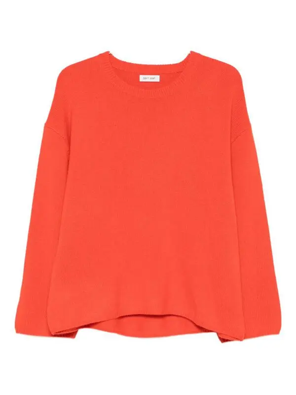 Soft Goat Cashmere Funnel Neck Sweater - Orange